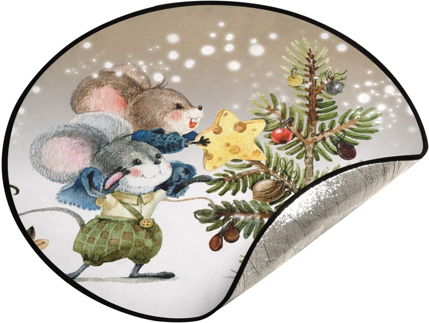 Coolnut Christmas Cute Mouse Christmas Tree Mats Waterproof Tree Skirt ...
