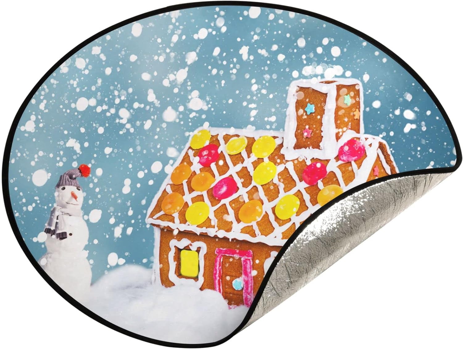 Coolnut Christmas Gingerbread House Christmas Tree Mats Waterproof Tree ...