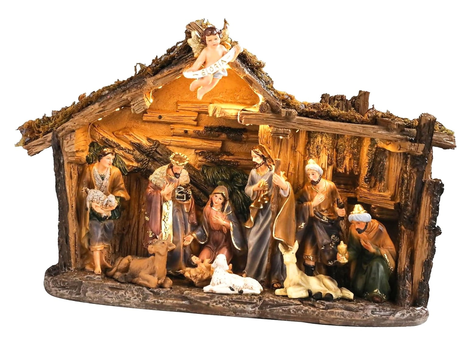 Coolnut Christmas Nativity Set 9.5 Inch with Lights Figurine Nativity ...