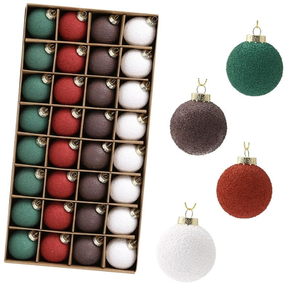 Coolnut Christmas Ornaments Set Bulk 32 Pieces 1.6-Inch Textured ...