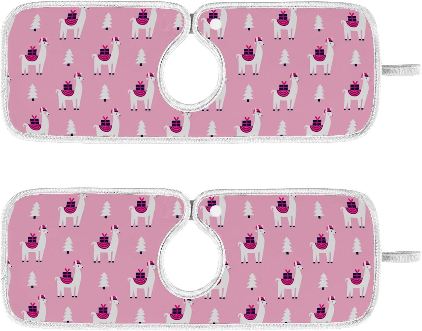 Coolnut Christmas Pink Llama Kitchen Sink Splash Guard 2 Packs Faucet ...