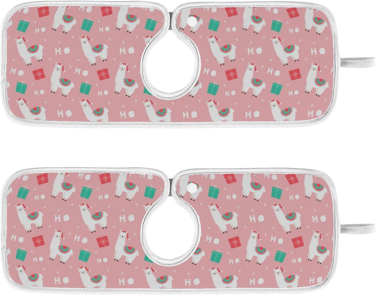 Coolnut Christmas Pink Llama Kitchen Sink Splash Guard 2 Packs Faucet ...