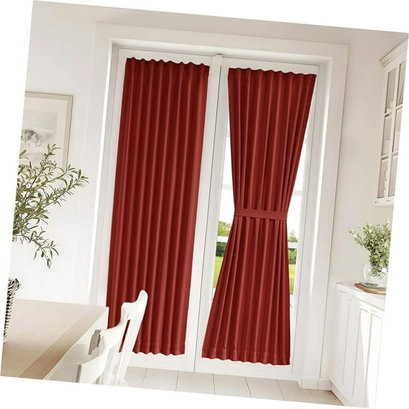 Coolnut Christmas Red French Door Curtains Festive Holiday Door Decor ...