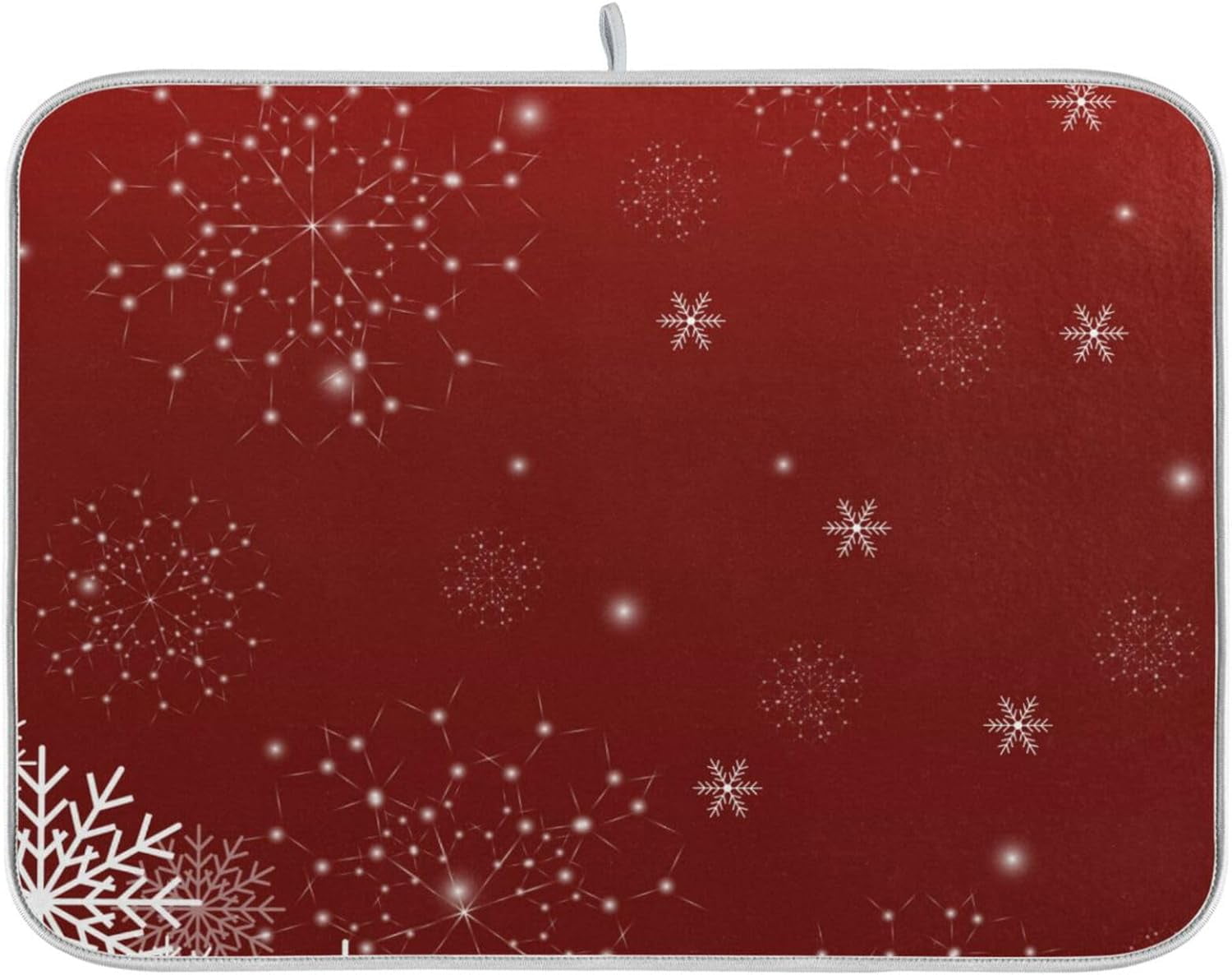 Coolnut Christmas Snowflake Red Dish Drying Mat Absorbent Reversible ...