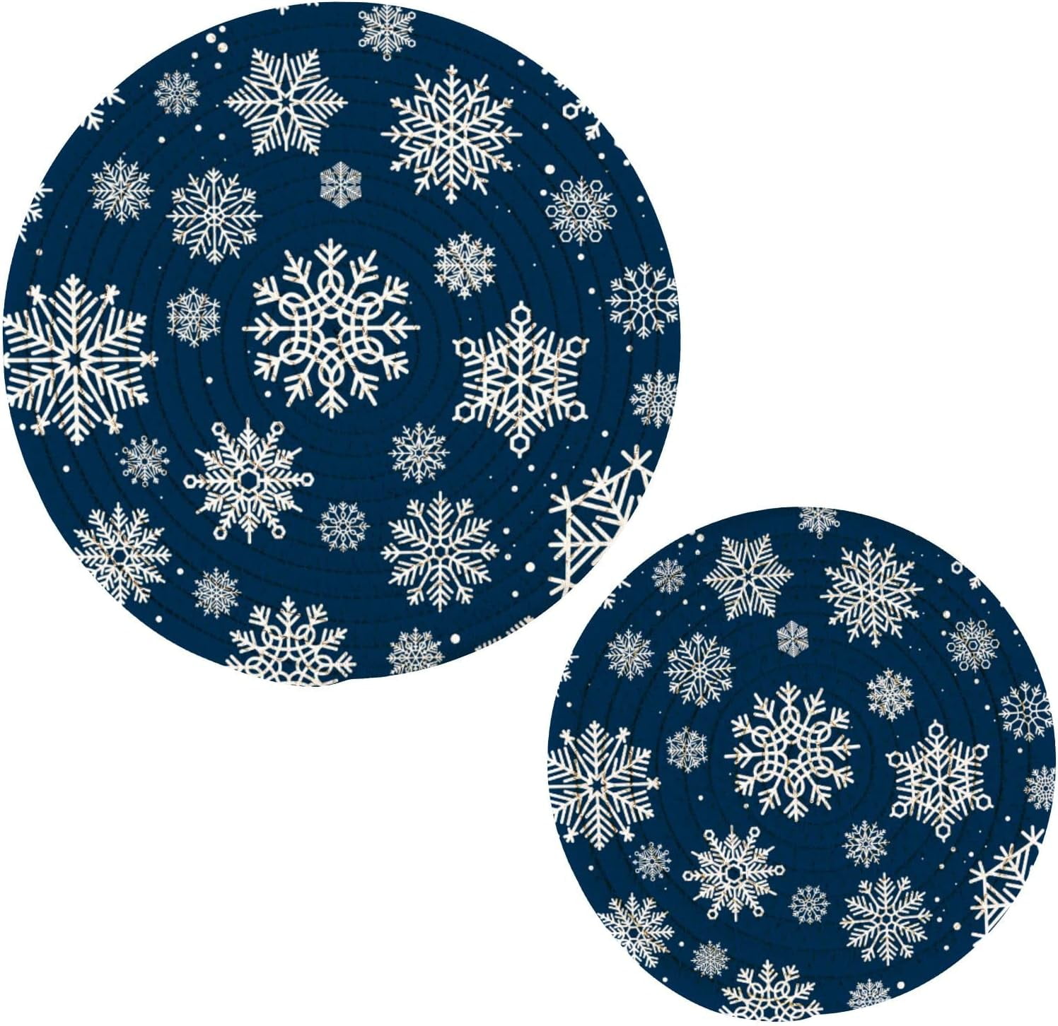 Coolnut Christmas Snowflakes Pot Holder Set of 2, Heat Resistant Round ...