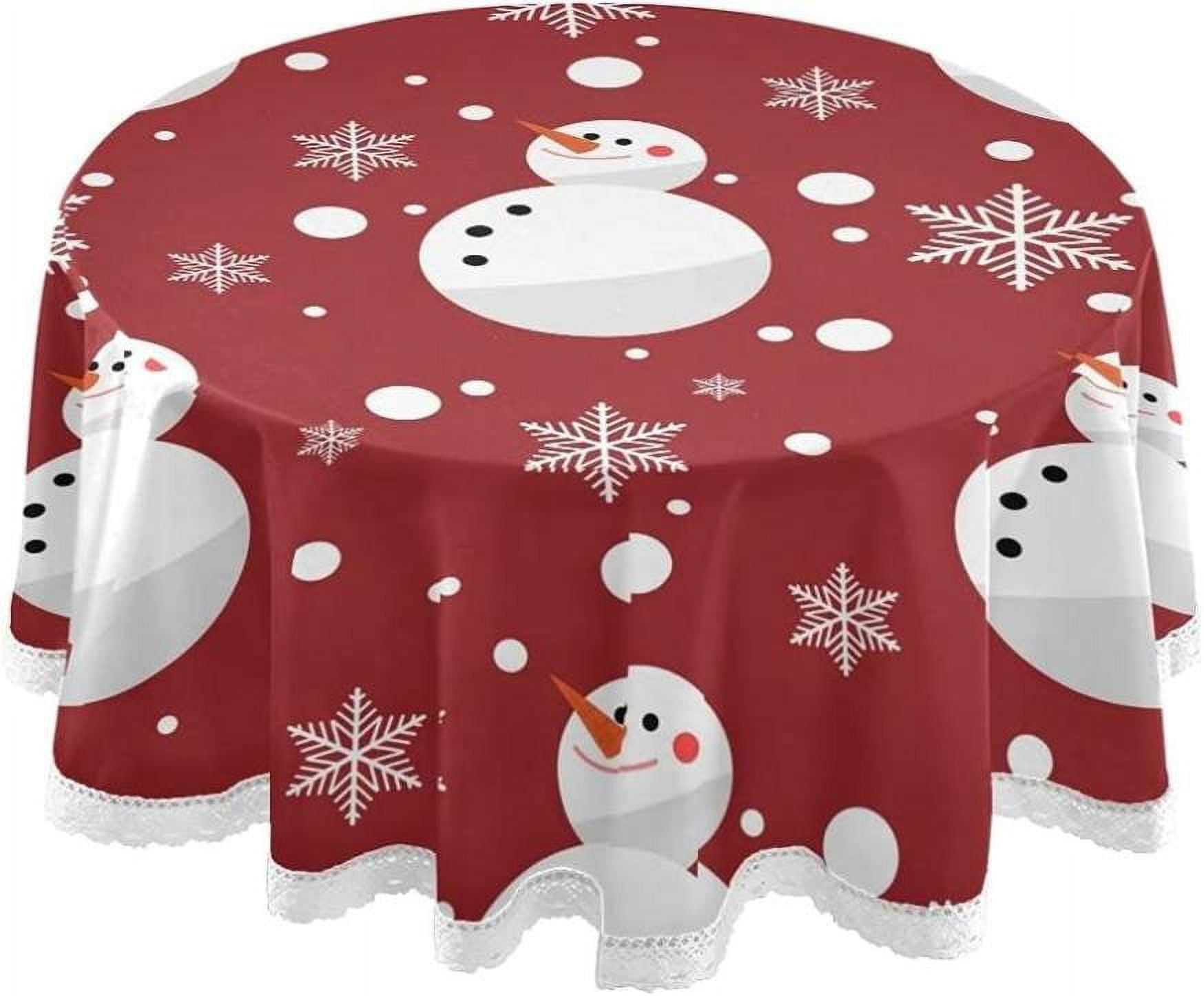 Coolnut Christmas Snowman Round Tablecloth 60", Waterproof Stain and ...