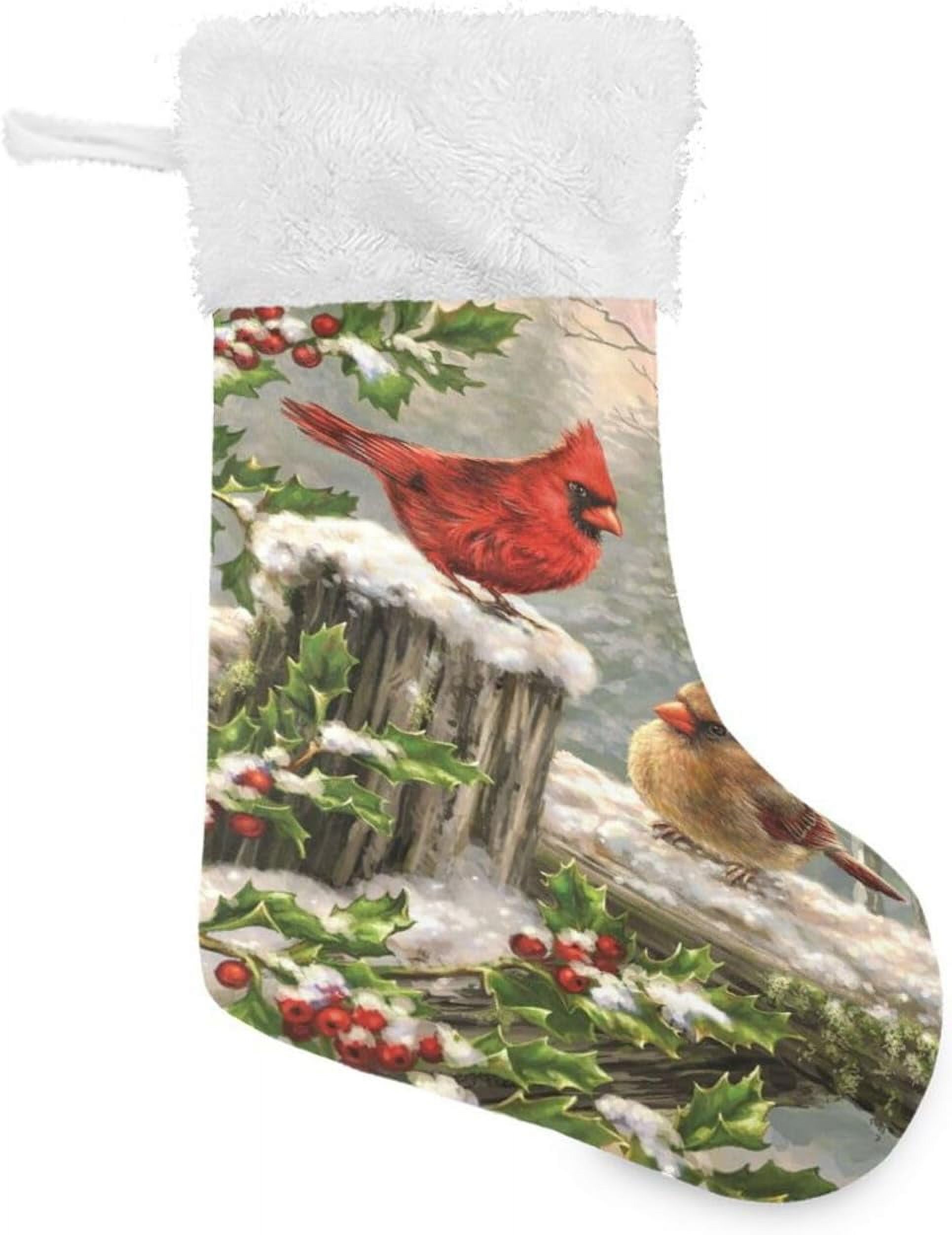 Coolnut Christmas Stockings 17.7 inch Winter Red Cardinal Bird Xmas ...