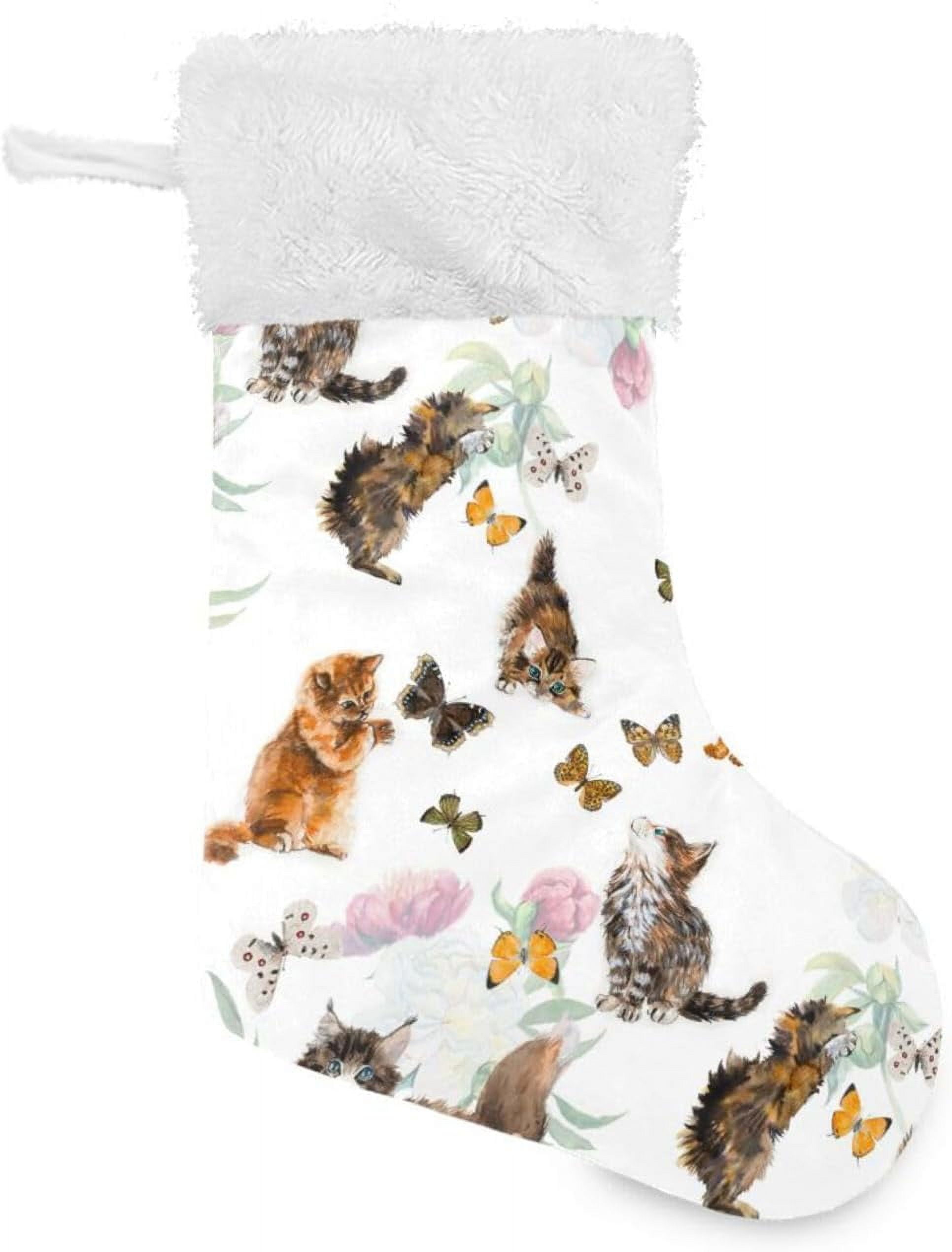 Coolnut Christmas Stockings Cats & Butterflies , 1 Pack 17.7" Xmas ...