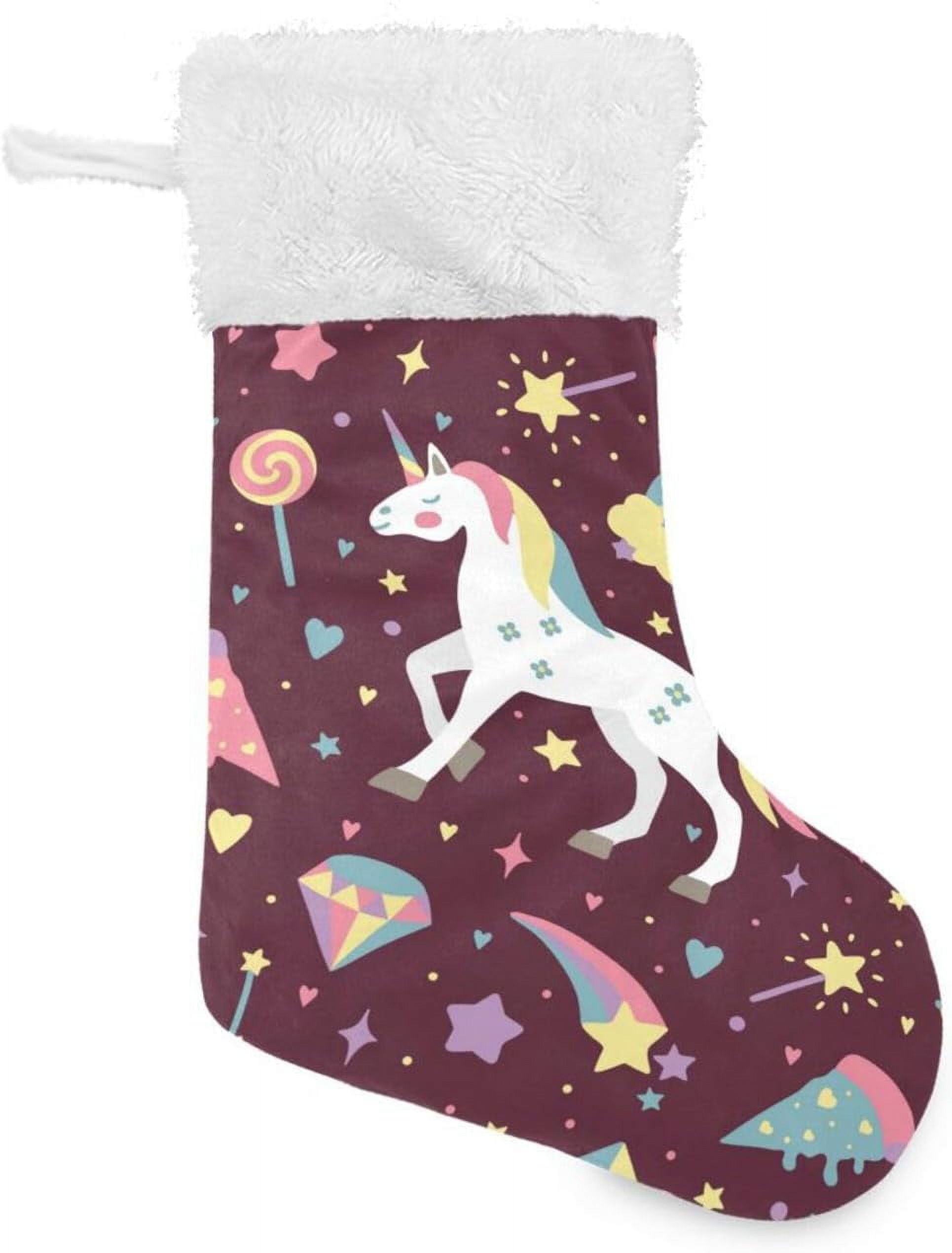 Coolnut Christmas Stockings Cute Unicorns on A Floral 1Pack 17" Xmas ...