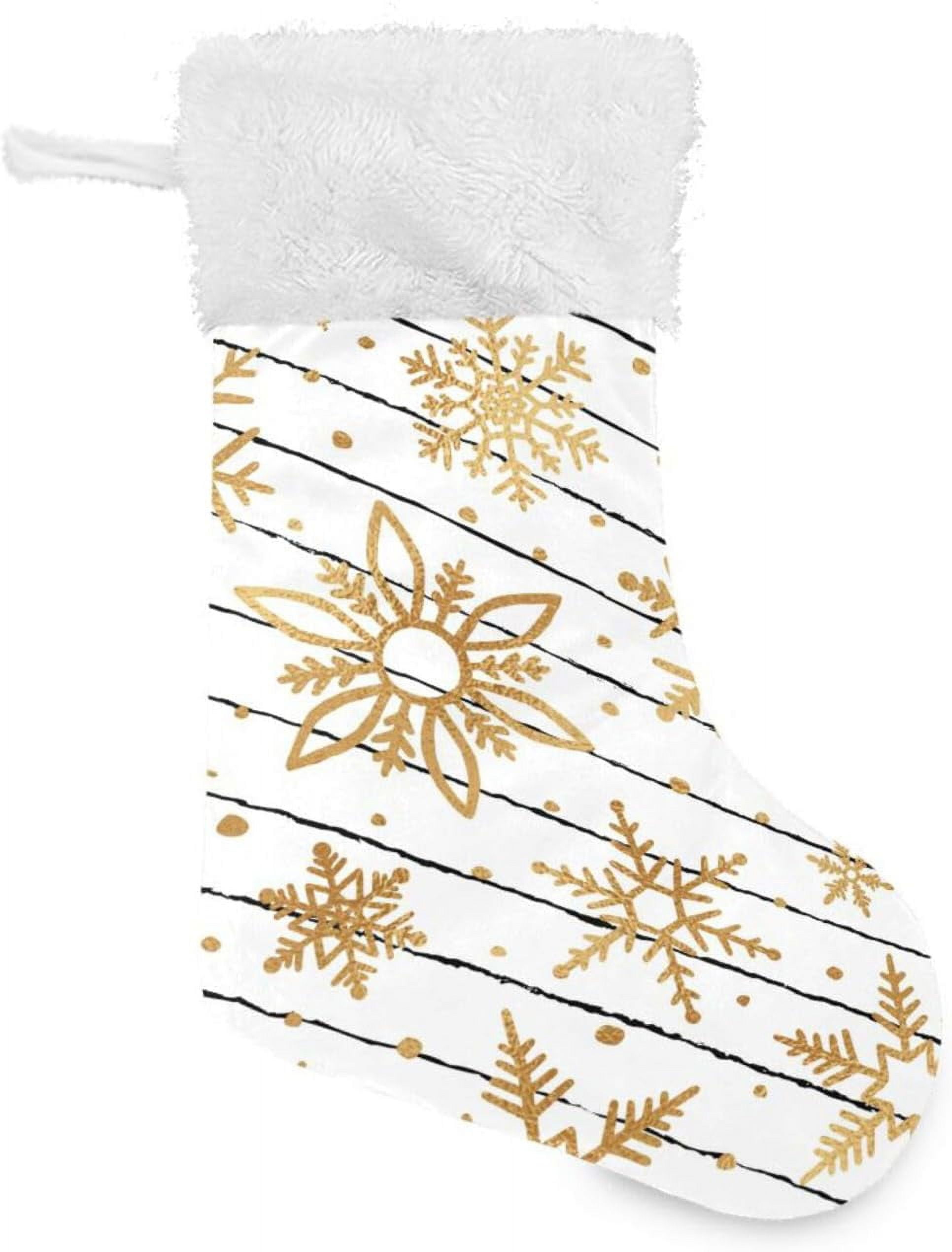 Coolnut Christmas Stockings Gold Snowflakes 1Pack 17" Xmas Fireplace ...