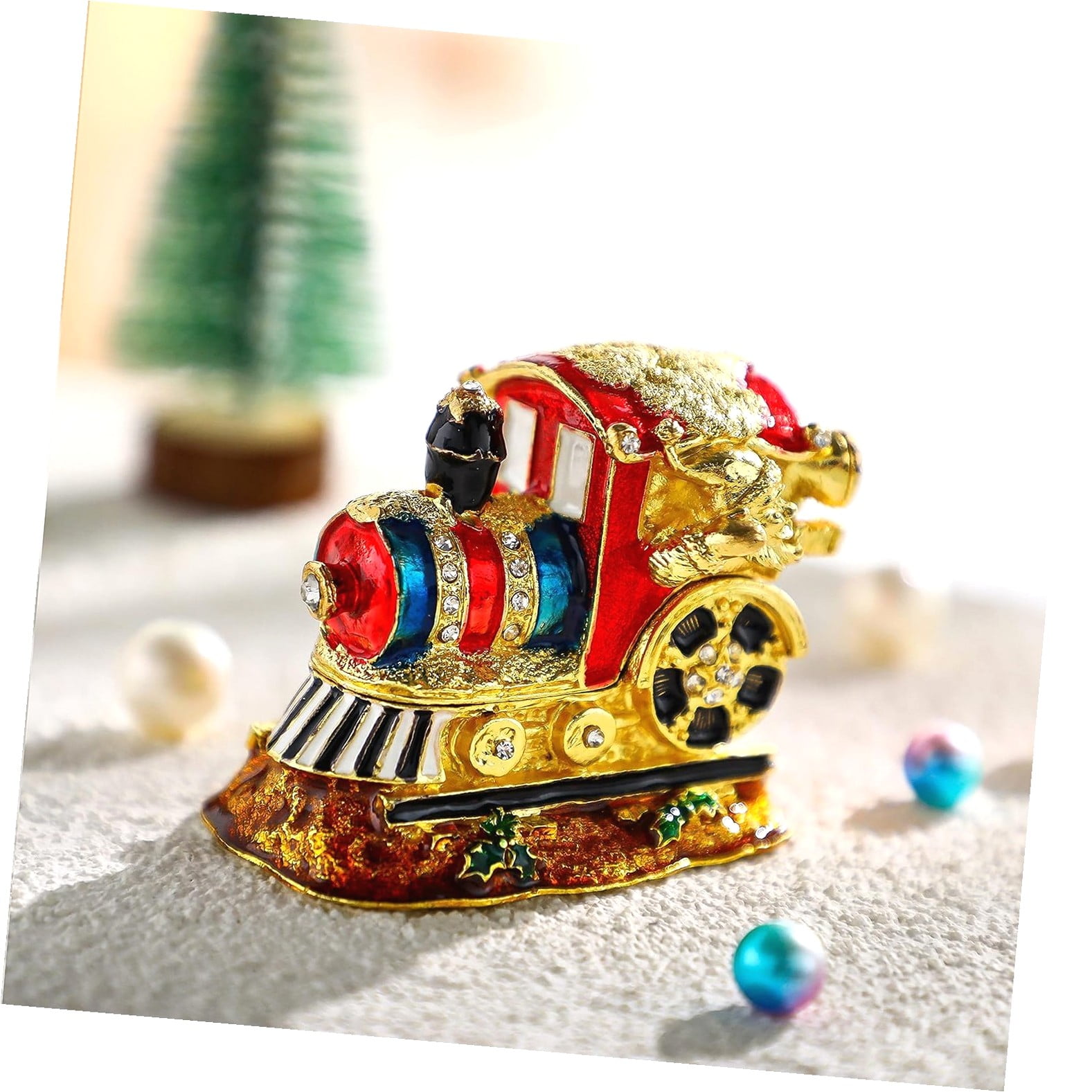 Coolnut Christmas Train Figurine Trinket Boxes Hinged Rhinestones ...