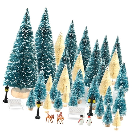 Coolnut Christmas Tree 35PCS Sets with Crafts Reindeer Snowmen Benches ...
