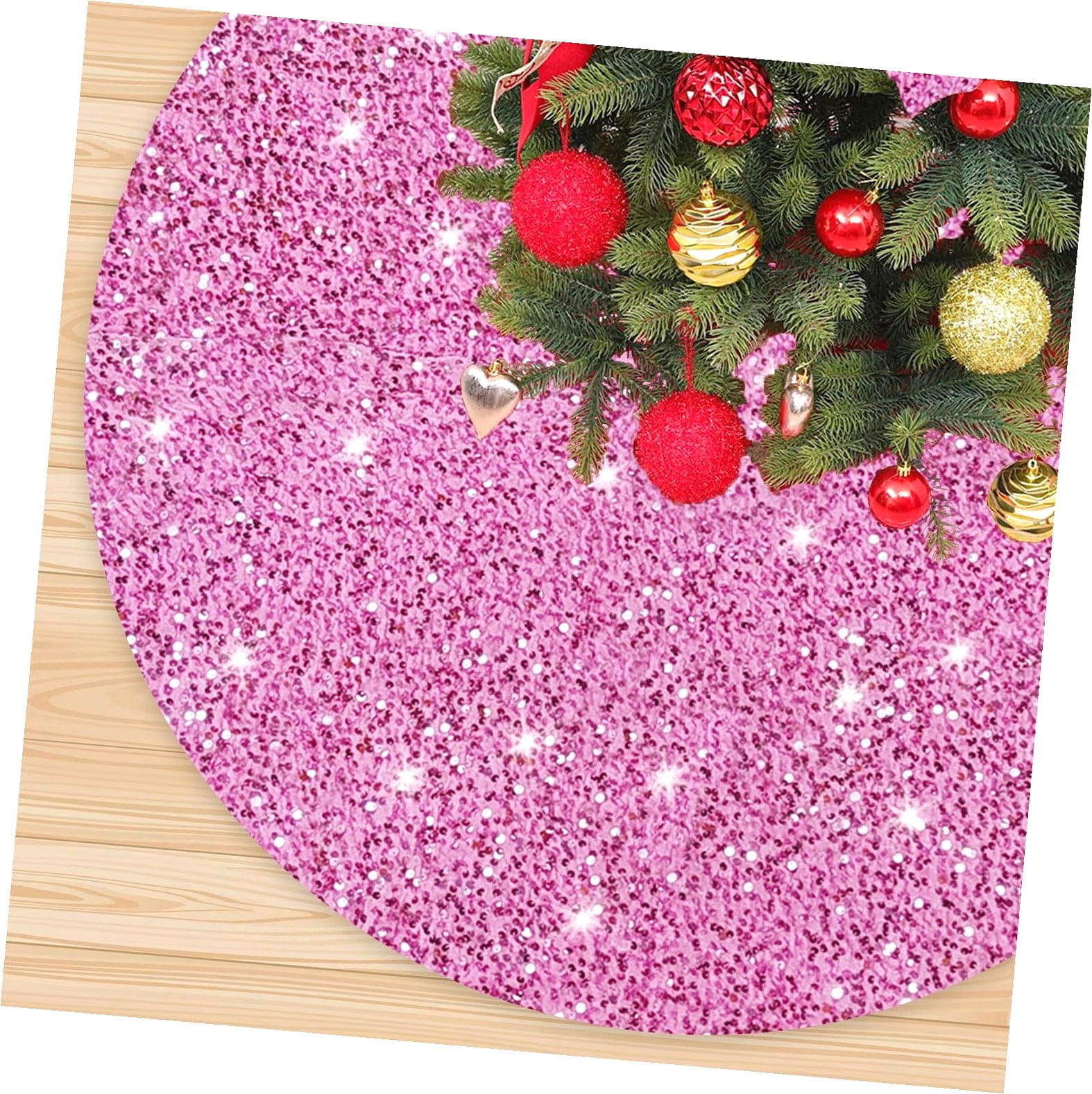 Coolnut Christmas Tree Skirt Small 21 Inches Reversible Sequins Tree ...