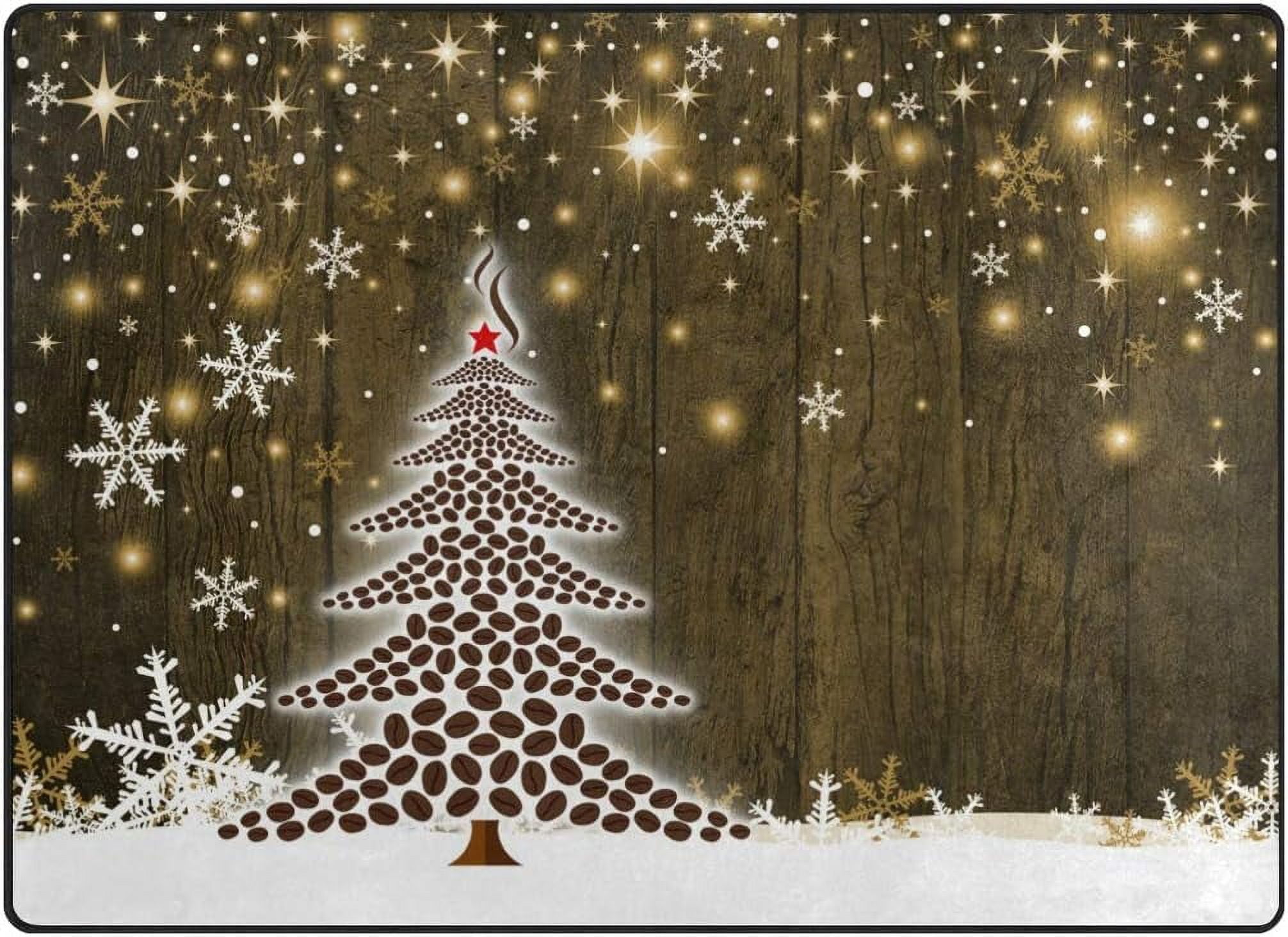 Coolnut Christmas Tree of Coffee Beans Area Rug Carpet 5x4 Light Weight ...