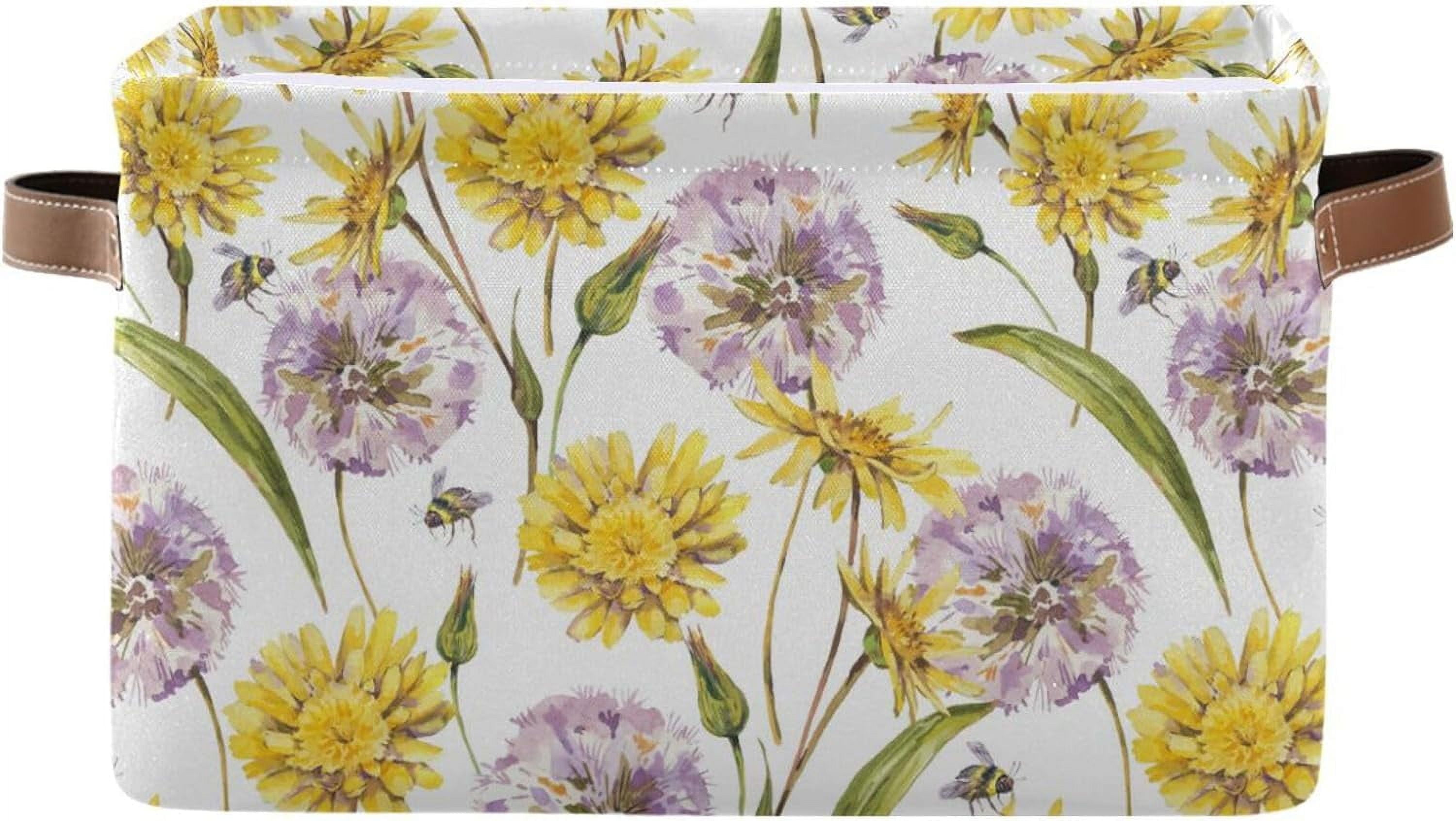 Coolnut Chrysanthemum Dandelion Foldable Canvas Storage Bin, Sturdy ...