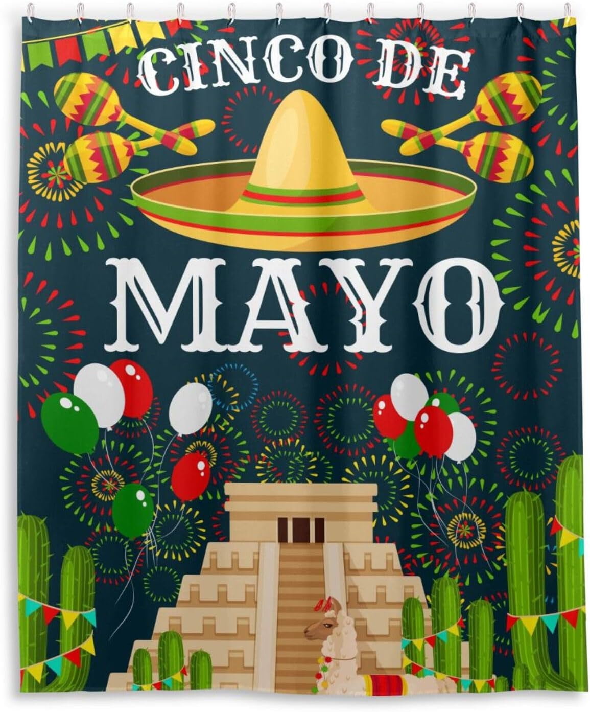 Coolnut Cinco De Mayo Theme Shower Curtain for Bathroom Waterproof ...