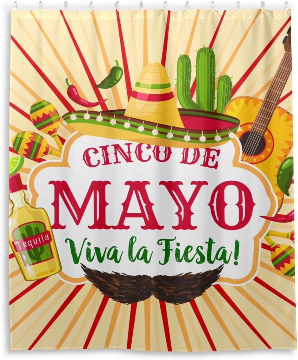 Coolnut Cinco De Mayo Theme Shower Curtain for Bathroom Waterproof ...