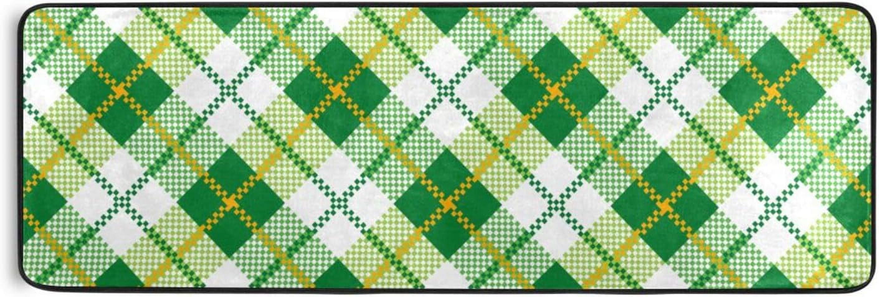 Coolnut Classic Checkers Green Area Rug - 2' x 6' Washable Runner Rugs ...