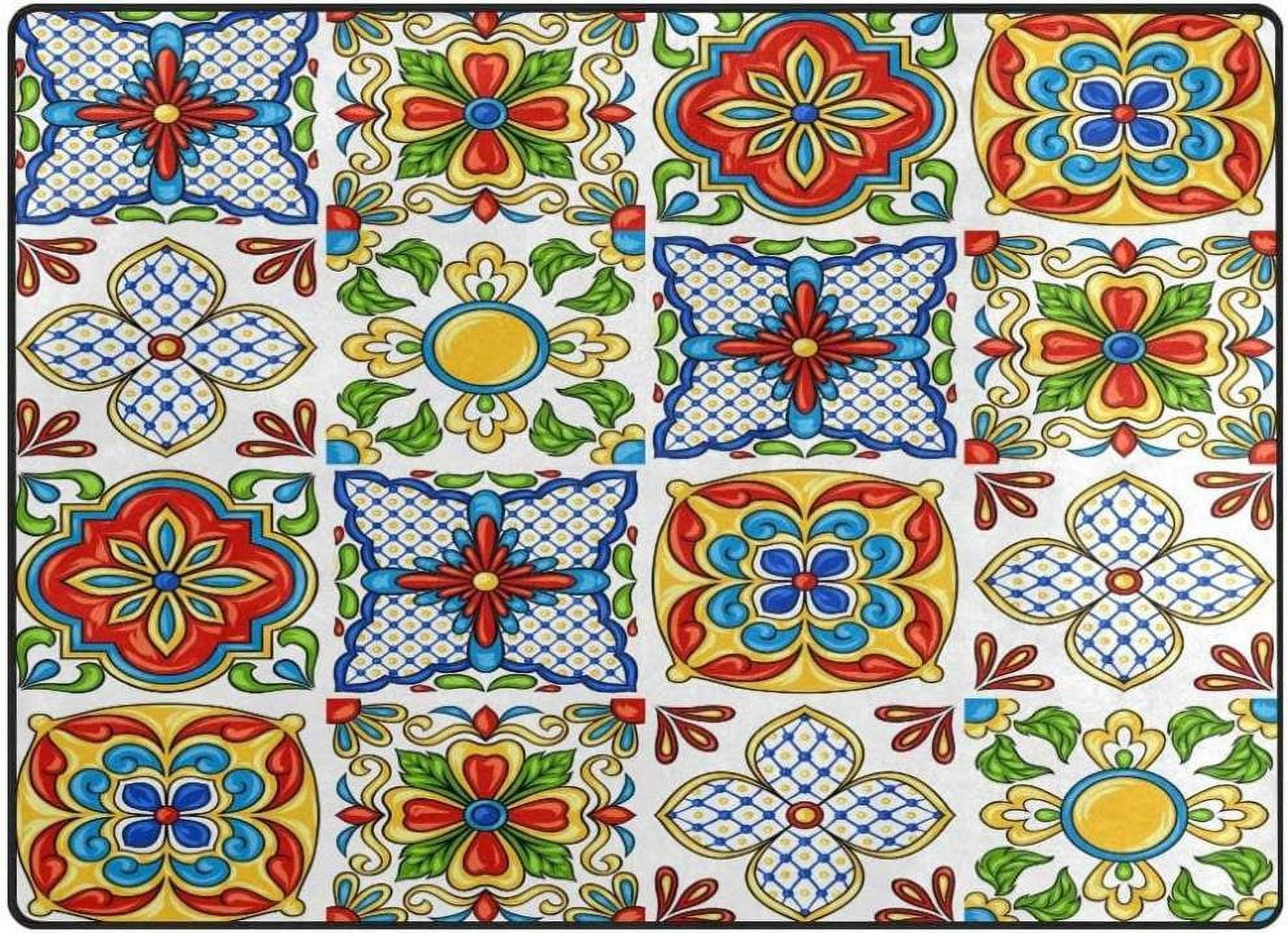 Coolnut Classical Talavera Ceramic Area Rug, 80"x 58" Pet & Child ...