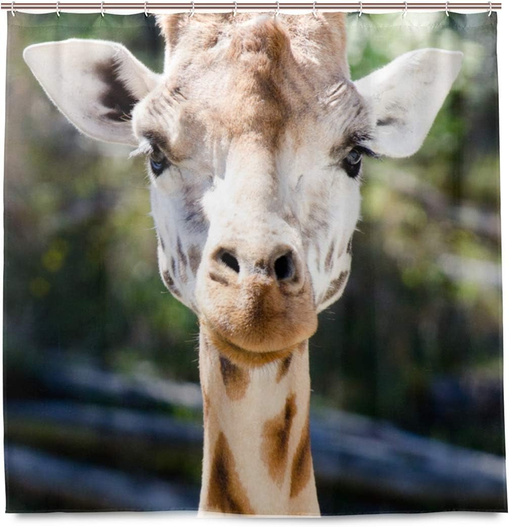 Coolnut Close Up of Giraffe Face Bath Shower Curtain Liners 72"x72 ...