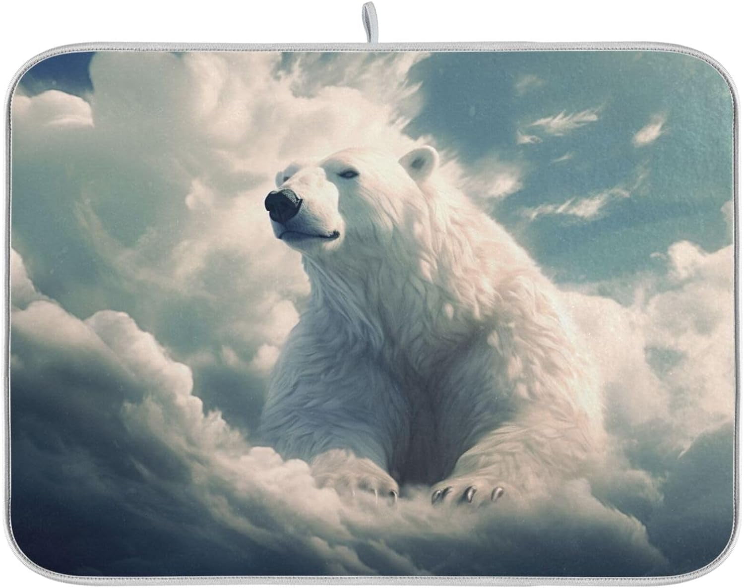 Coolnut Cloud Bear White Dish Drying Mat for Kitchen Counter, Ultra ...