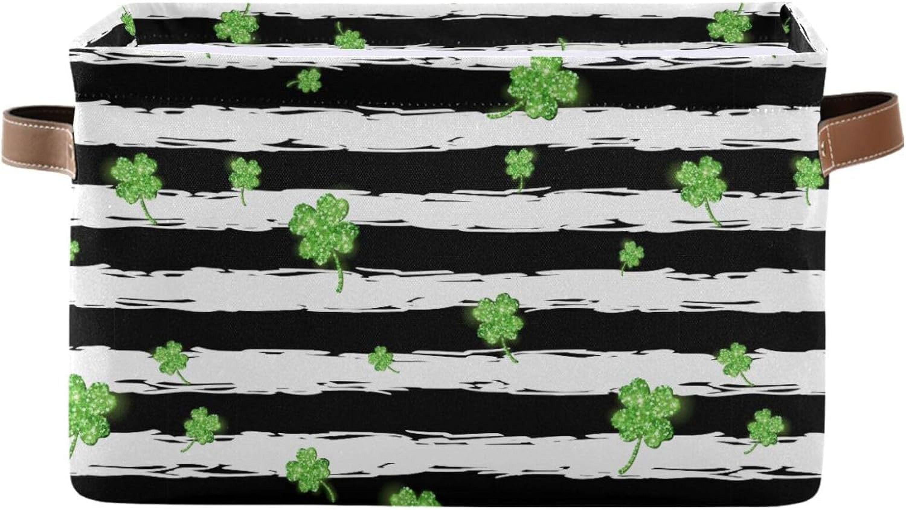 Coolnut Clover Leaves Stripe Foldable Storage Basket for Shelves ...