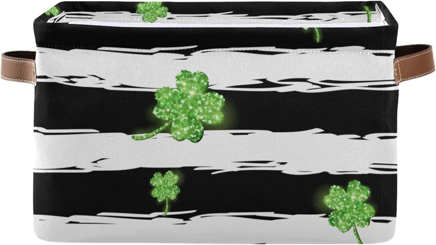 Coolnut Clover Leaves Stripe Storage Bins Foldable Canvas Fabric ...