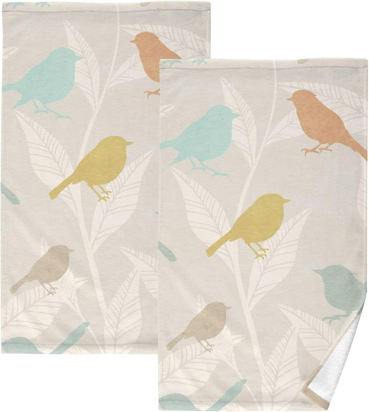 Coolnut Color Birds Silhouette Patterned Hand Towels 2 PCS, Cotton Bath ...