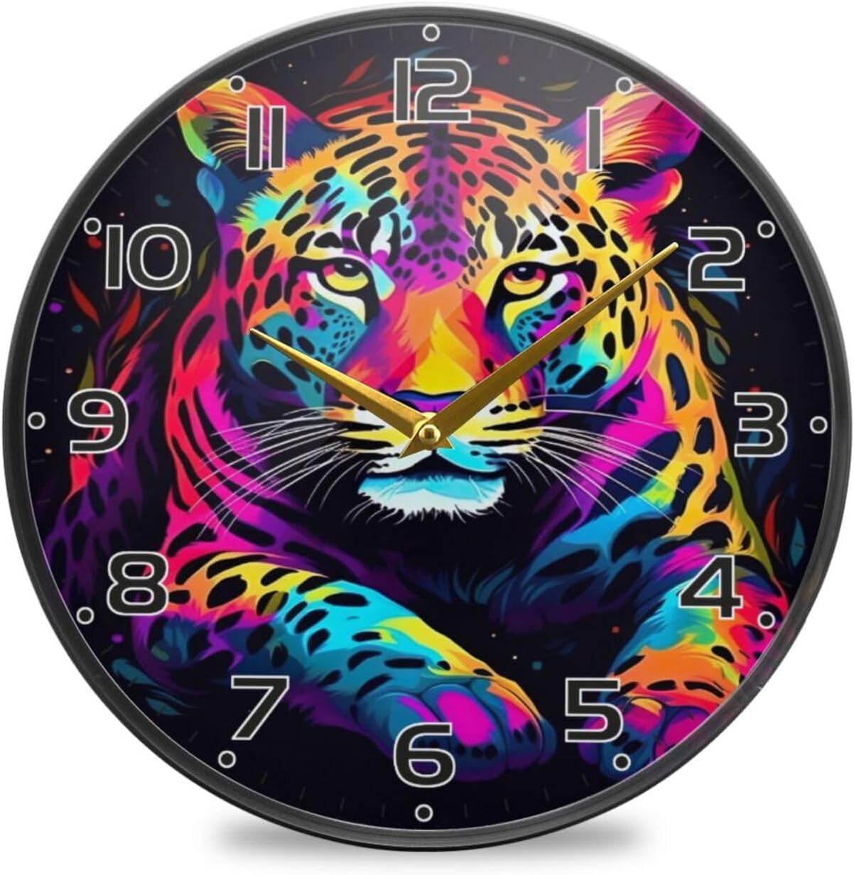 Coolnut Colored Tiger Wall Clock Round Silent Non Ticking Battery ...