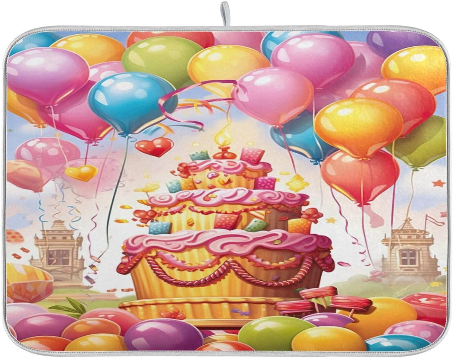 Coolnut Colorful Balloons and Cake Absorbent Dish Drain Mat,18"x16 ...