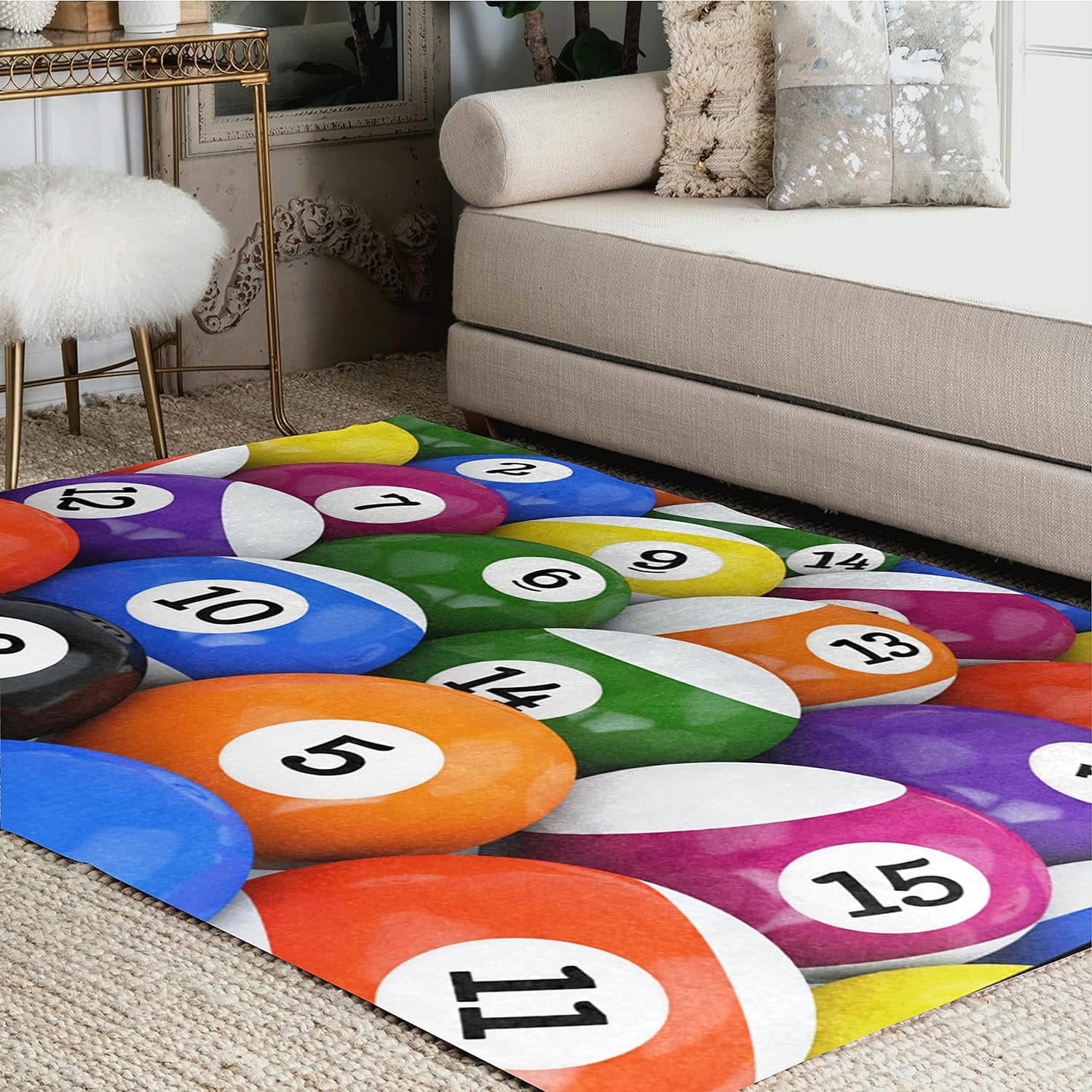 Coolnut Colorful Billiards Game Balls Area Rug Rugs for Living Room ...