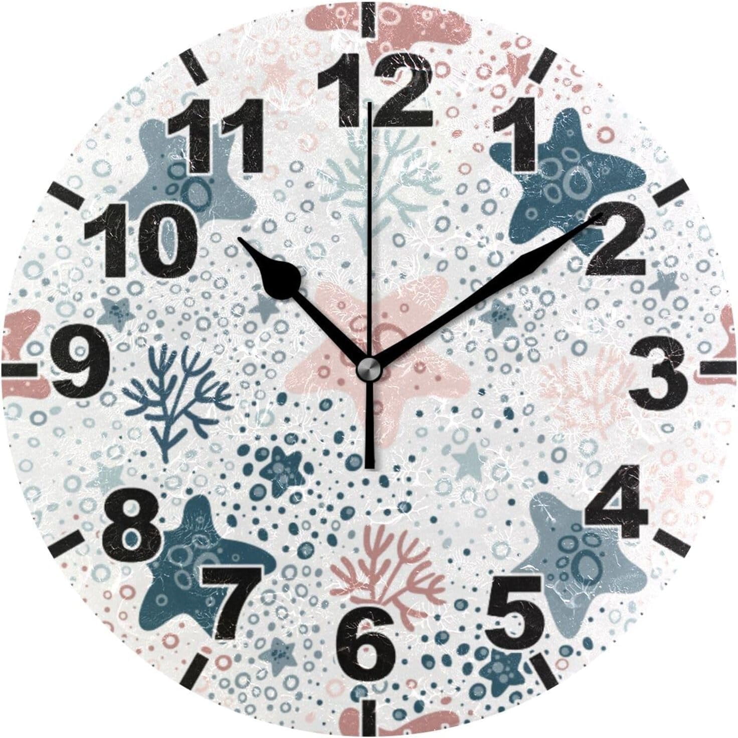 Coolnut Colorful Childish Pstarfish Texture Round Wall Clock, Battery ...