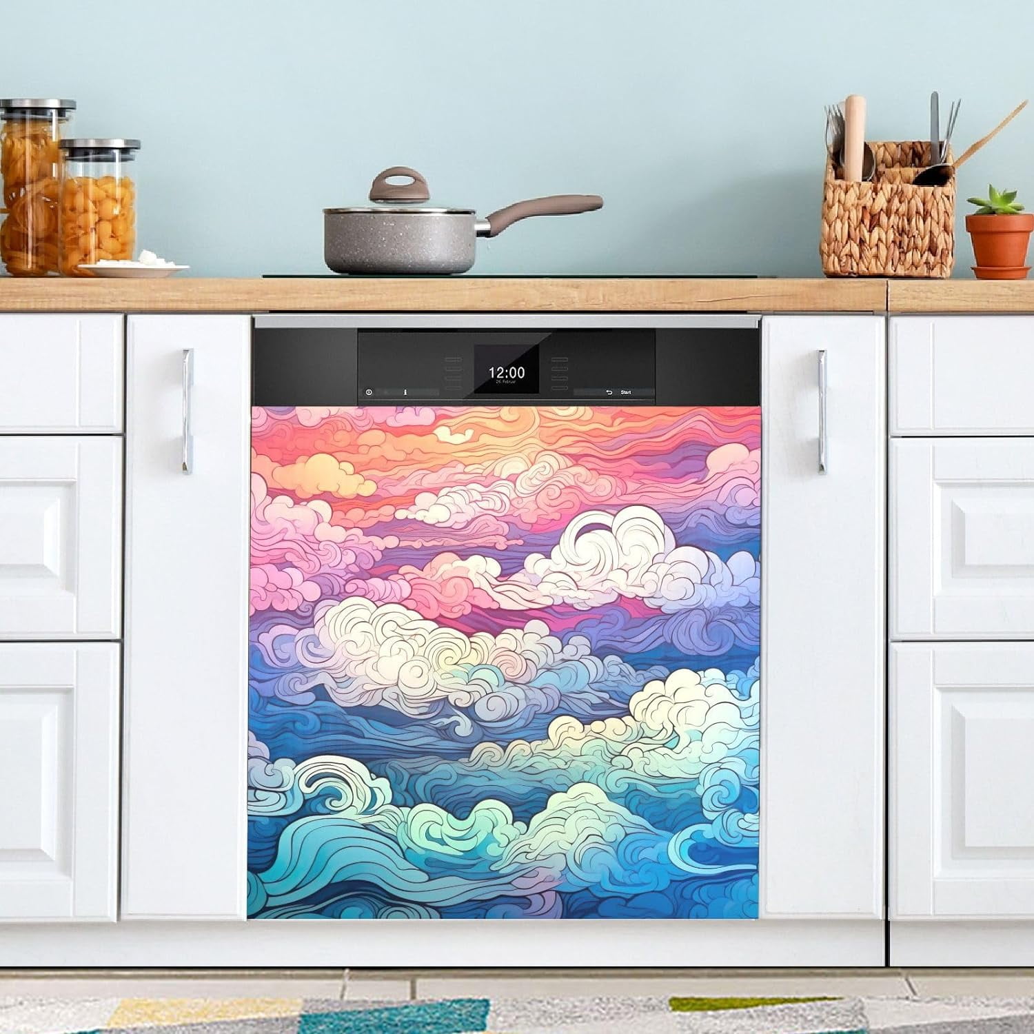 Coolnut Colorful Clouds Dishwasher Magnet Cover Magnetic Dish Washer ...