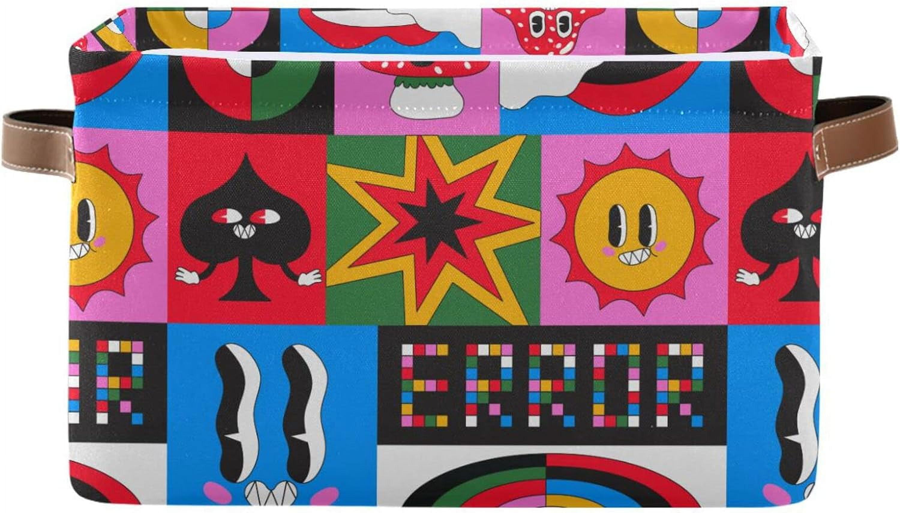 Coolnut Colorful Crazy Comic Faces Foldable Storage Basket for Shelves ...