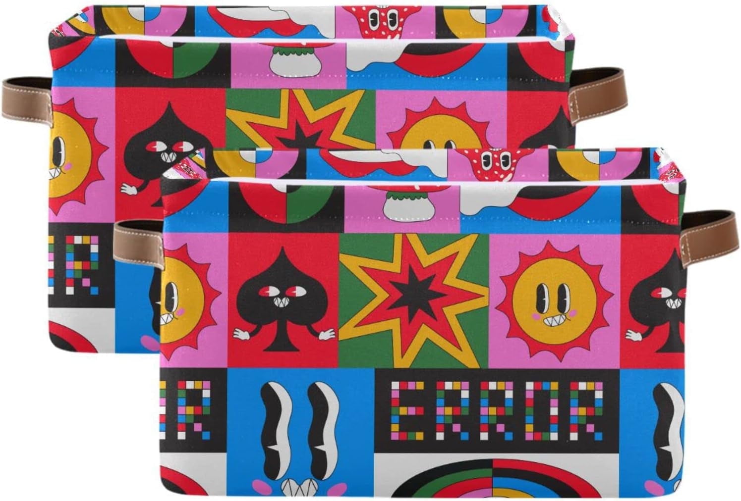 Coolnut Colorful Crazy Comic Faces Foldable Storage Basket for Shelves ...