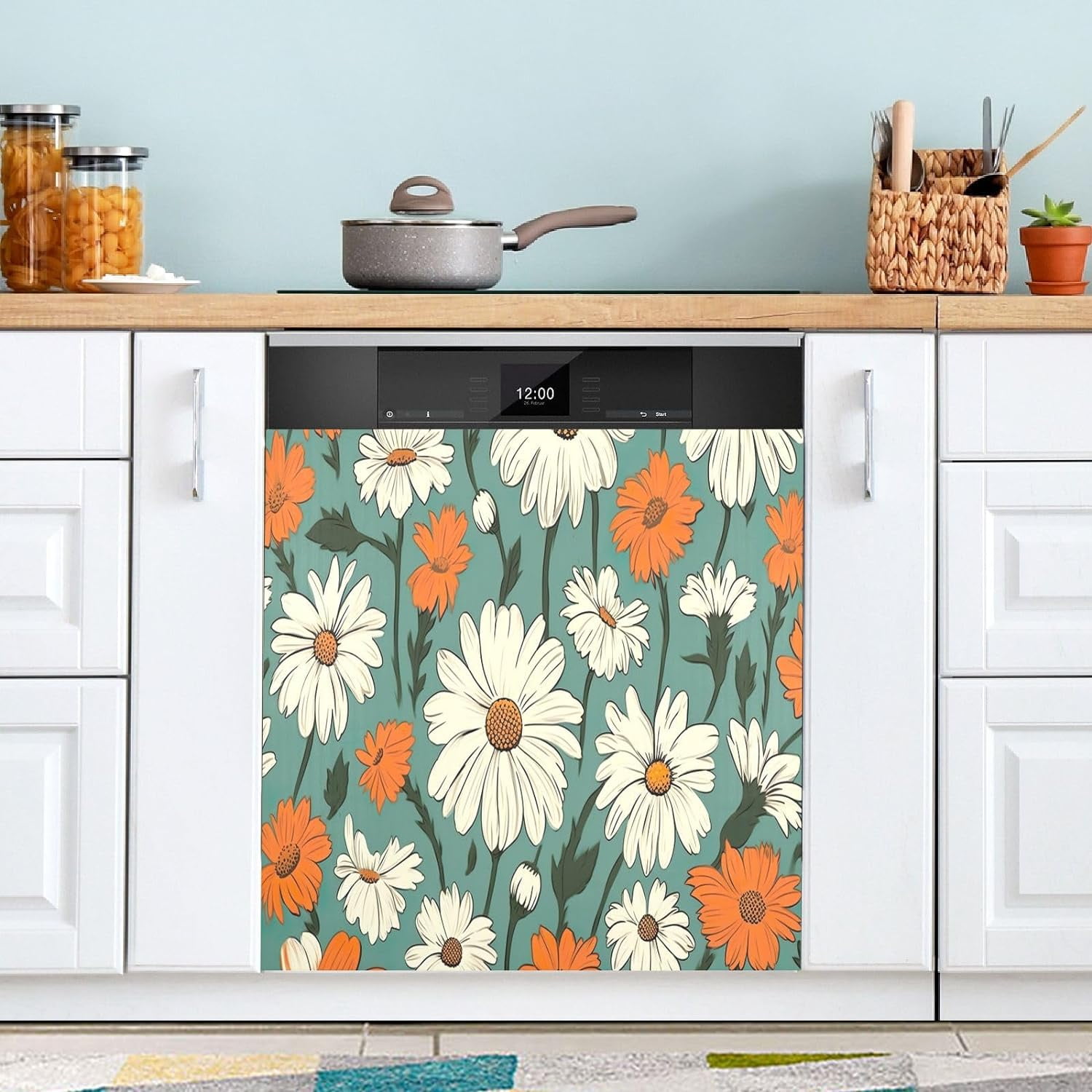 Coolnut Colorful Daisy Dishwasher Magnet Cover, Kitchen Dish Washer ...