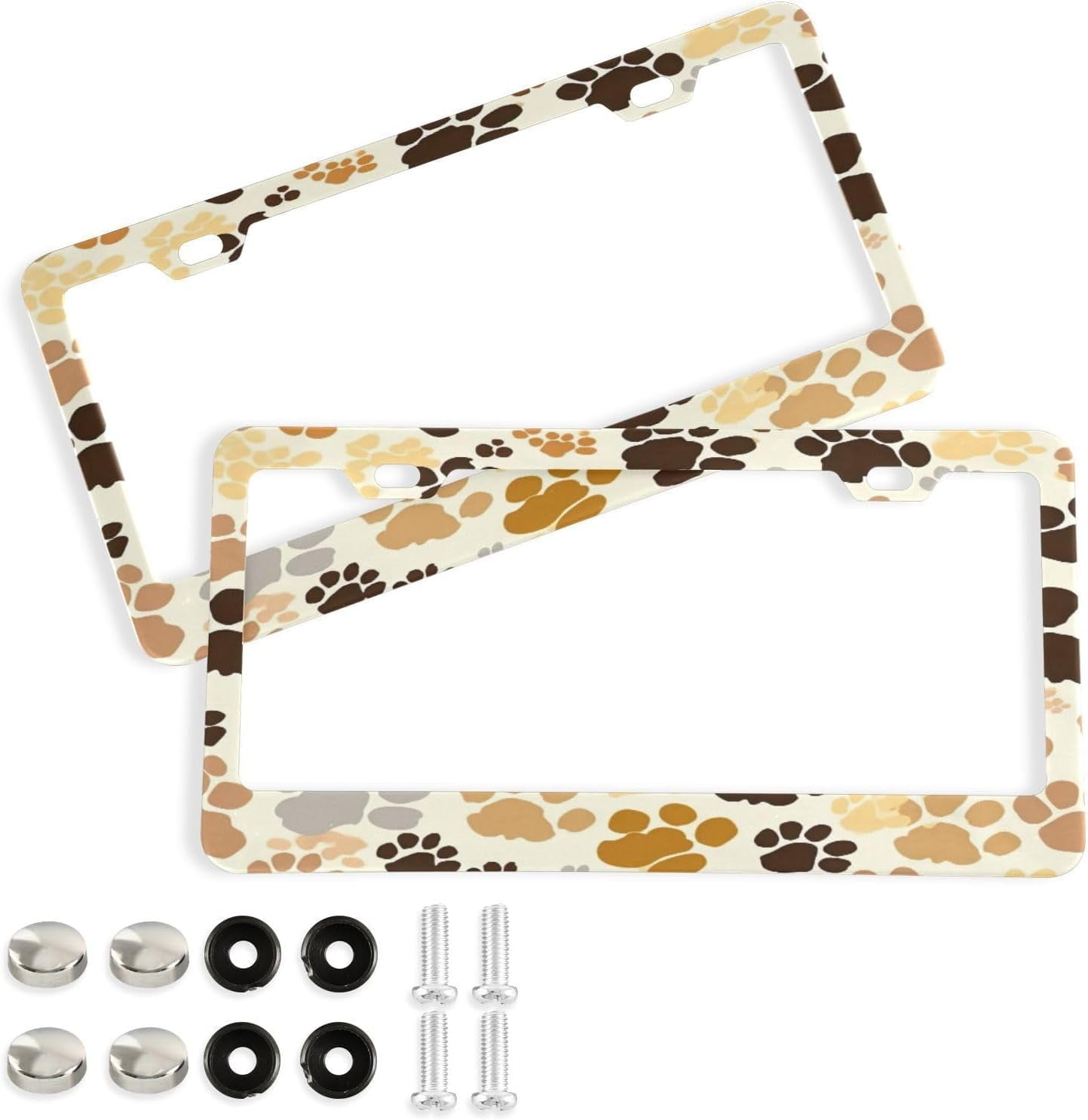Coolnut Colorful Dog Paw License Plate Frame 2 Holes Rustproof ...