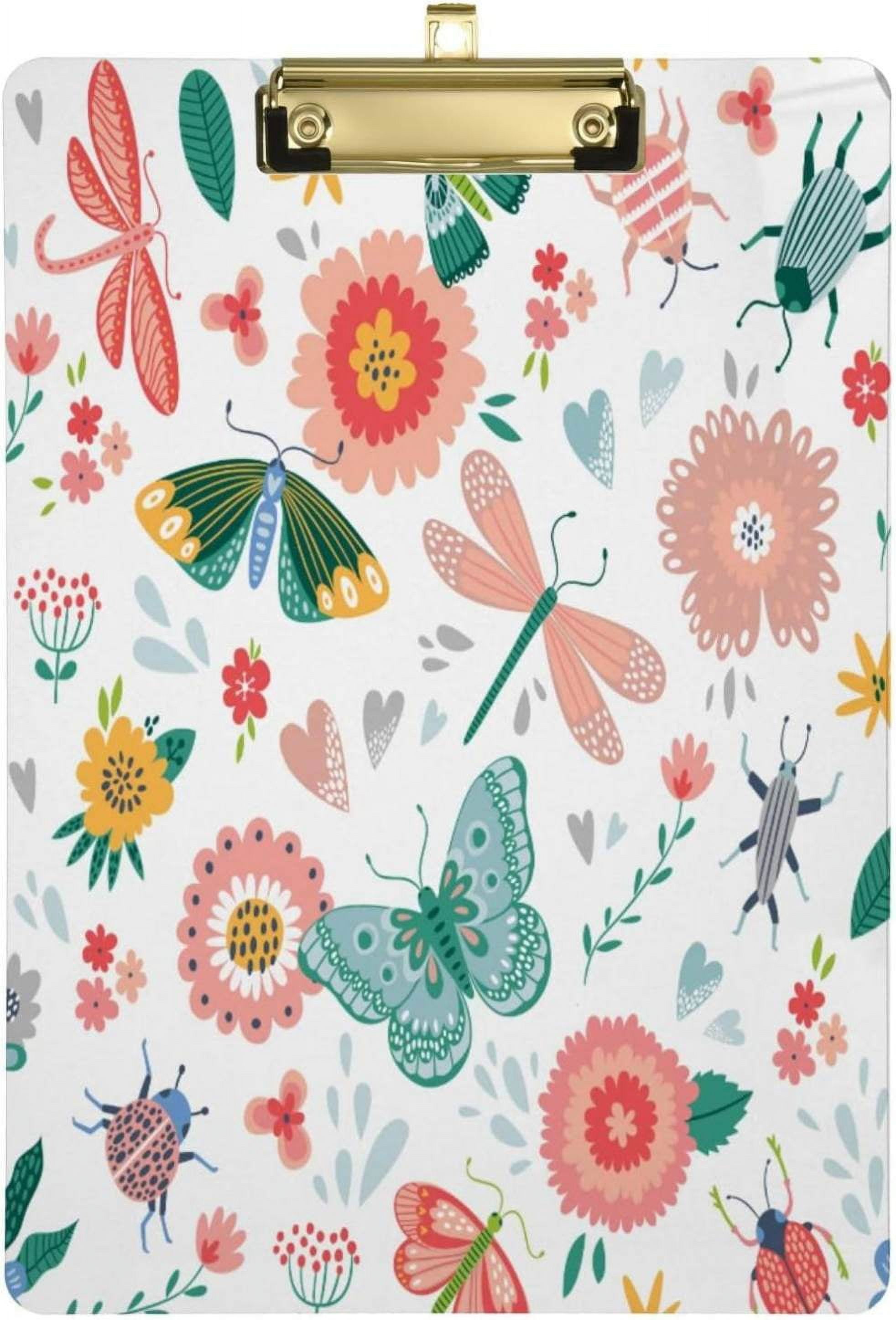 Coolnut Colorful Dragonflies Acrylic Clipboard with Low Profile Gold ...