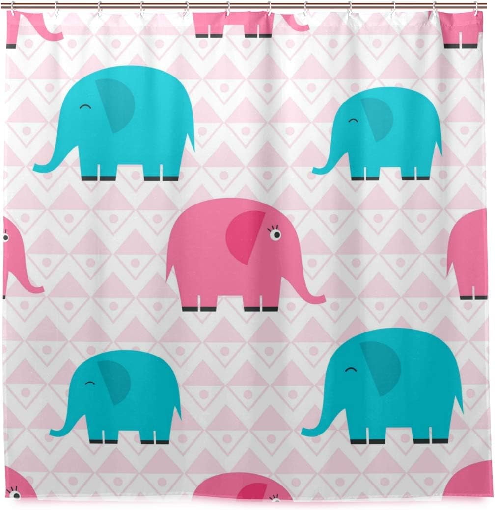 Coolnut Colorful Elephant Bath Shower Curtain Liners 72x72in Polyester ...