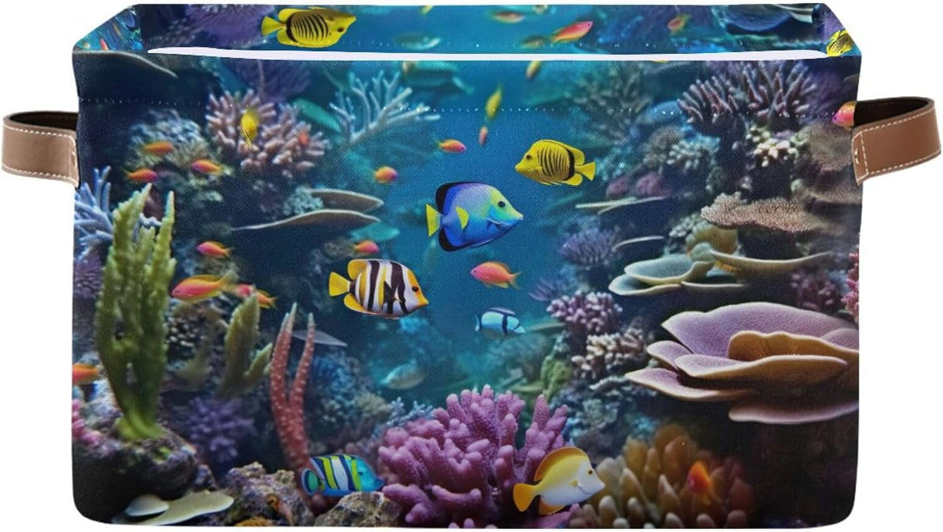 Coolnut Colorful Fish Foldable Storage Basket for Shelves, Collapsible ...