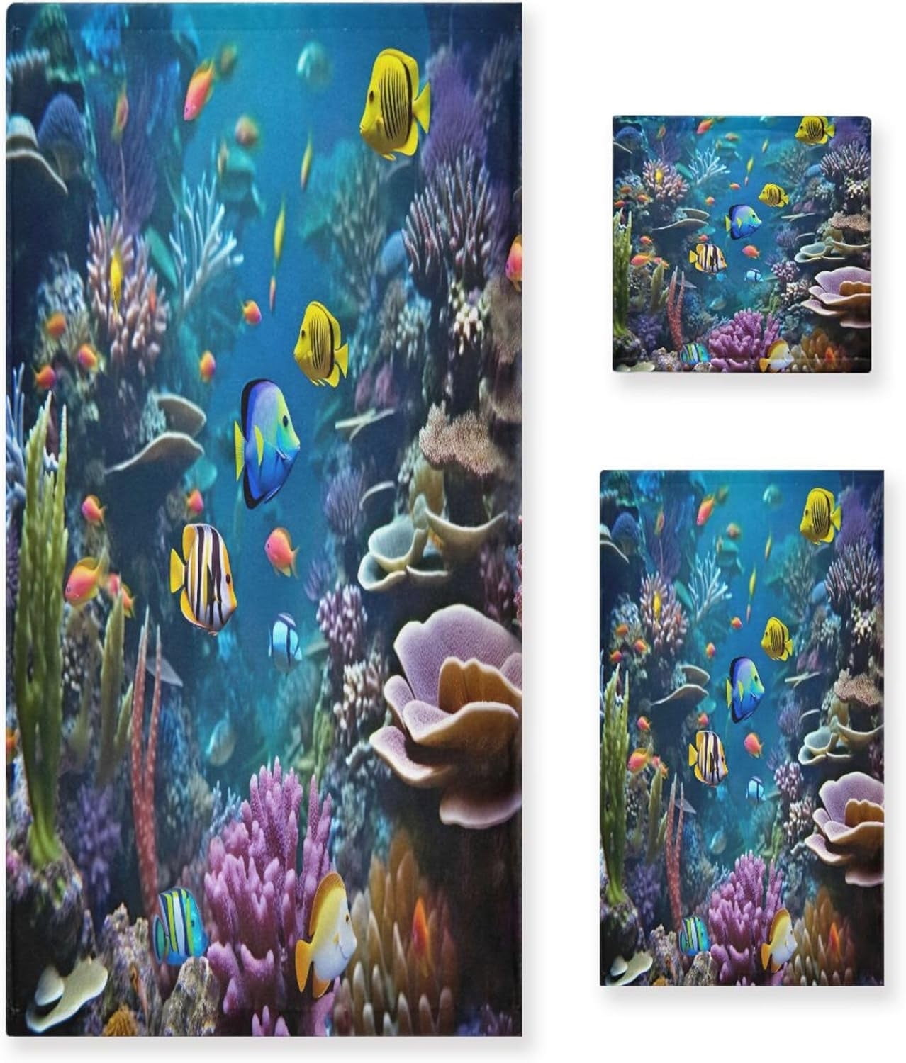 Coolnut Colorful Fish Towels 3 Pack Bath Towels for Bathroom Set Soft ...