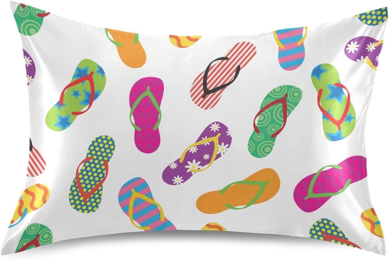 Coolnut Colorful Flip Flops Slipper Silky Satin Pillowcase, Luxury Soft Pillow Case for Hair and ...