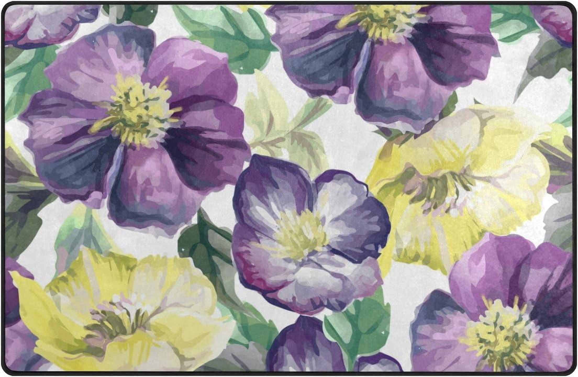 Coolnut Colorful Flowers Area Rug Pad 60 x 39 inch (5'x 3'3"), 100% ...