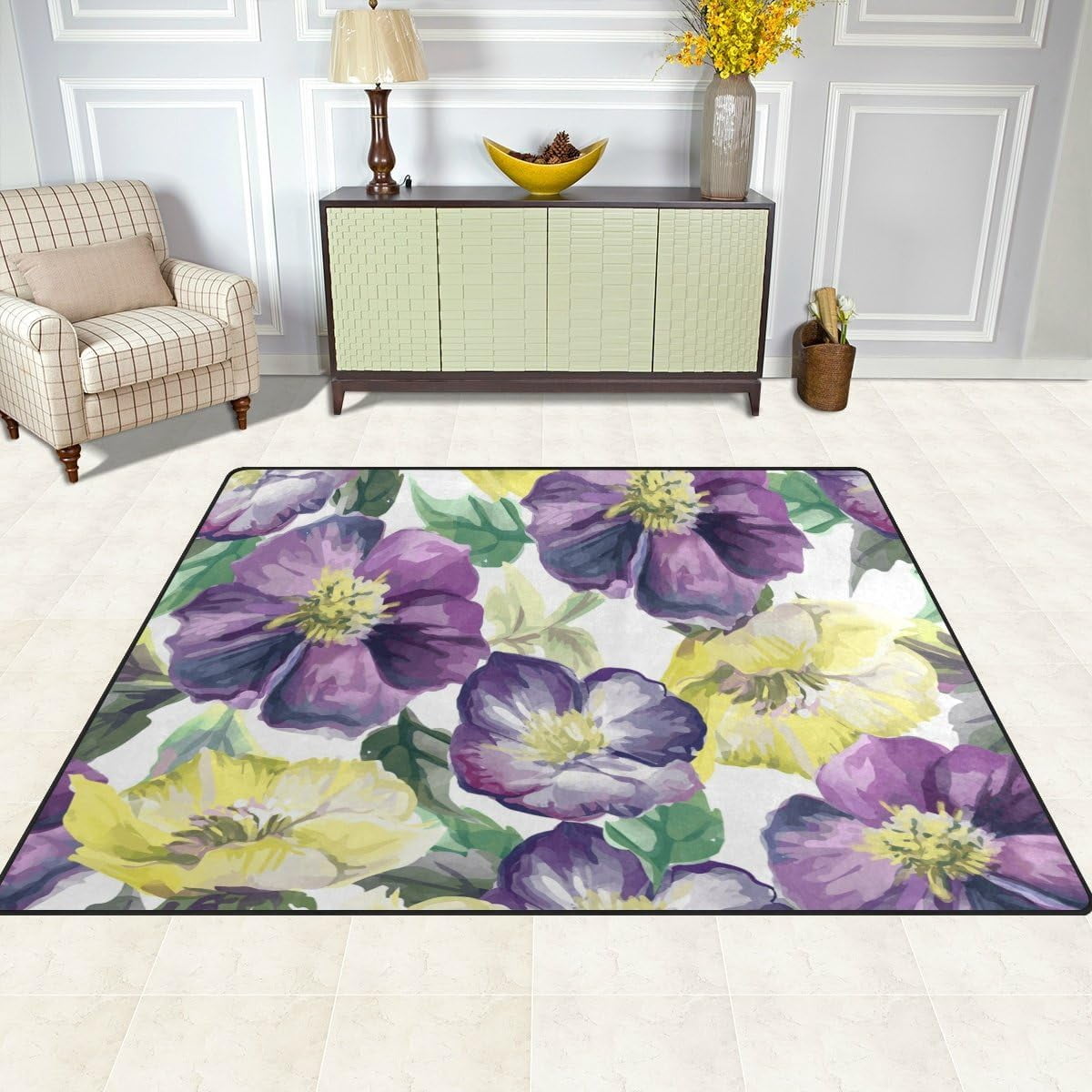 Coolnut Colorful Flowers Area Rug Pad, 63 x 48 inch 100% Light Weight ...