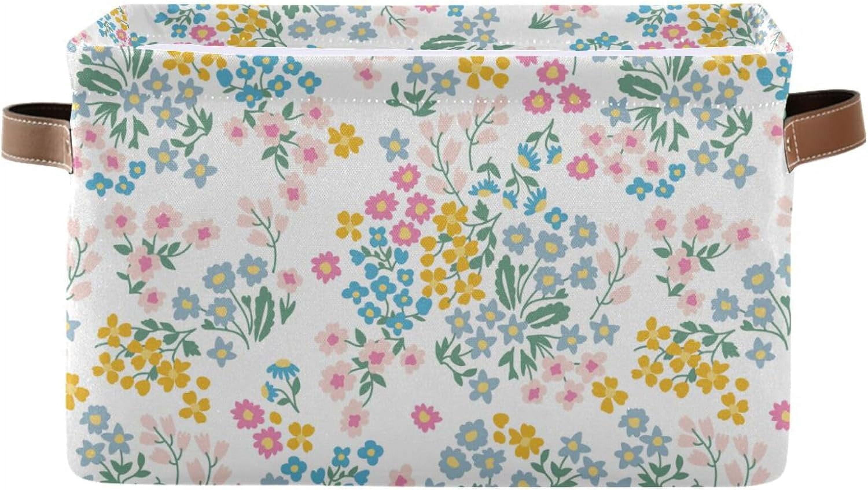 Coolnut Colorful Flowers Foldable Canvas Storage Bin, Sturdy Fabric ...