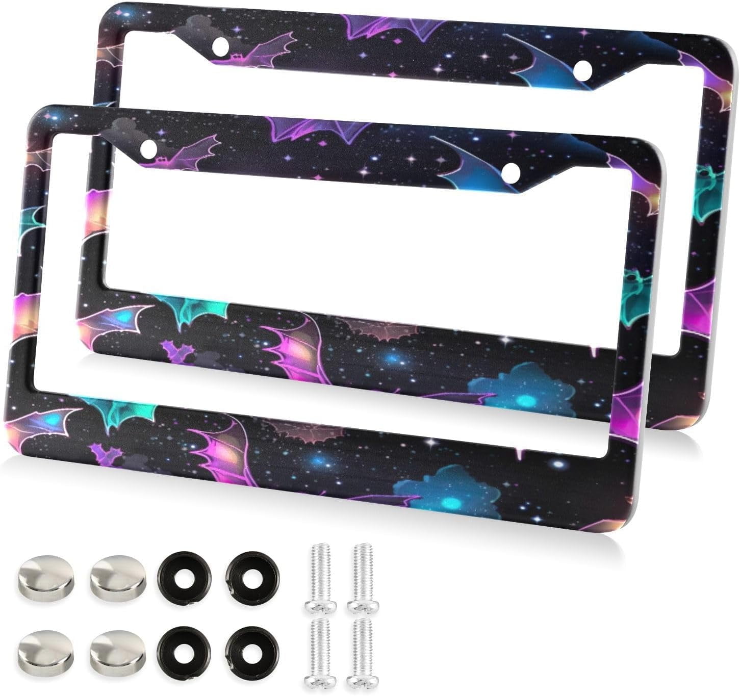 Coolnut Colorful Glowing Bat License Plate Frames 2 Packs,License Plate ...