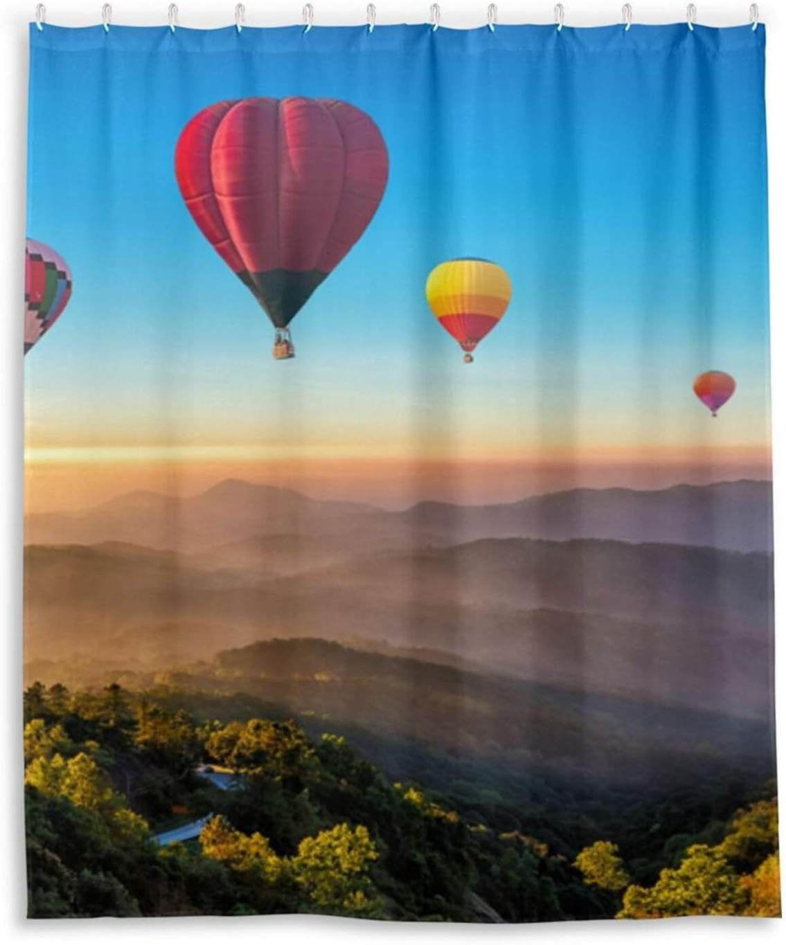 Coolnut Colorful Hot Air Balloon Bathroom Waterproof Shower Curtain Set