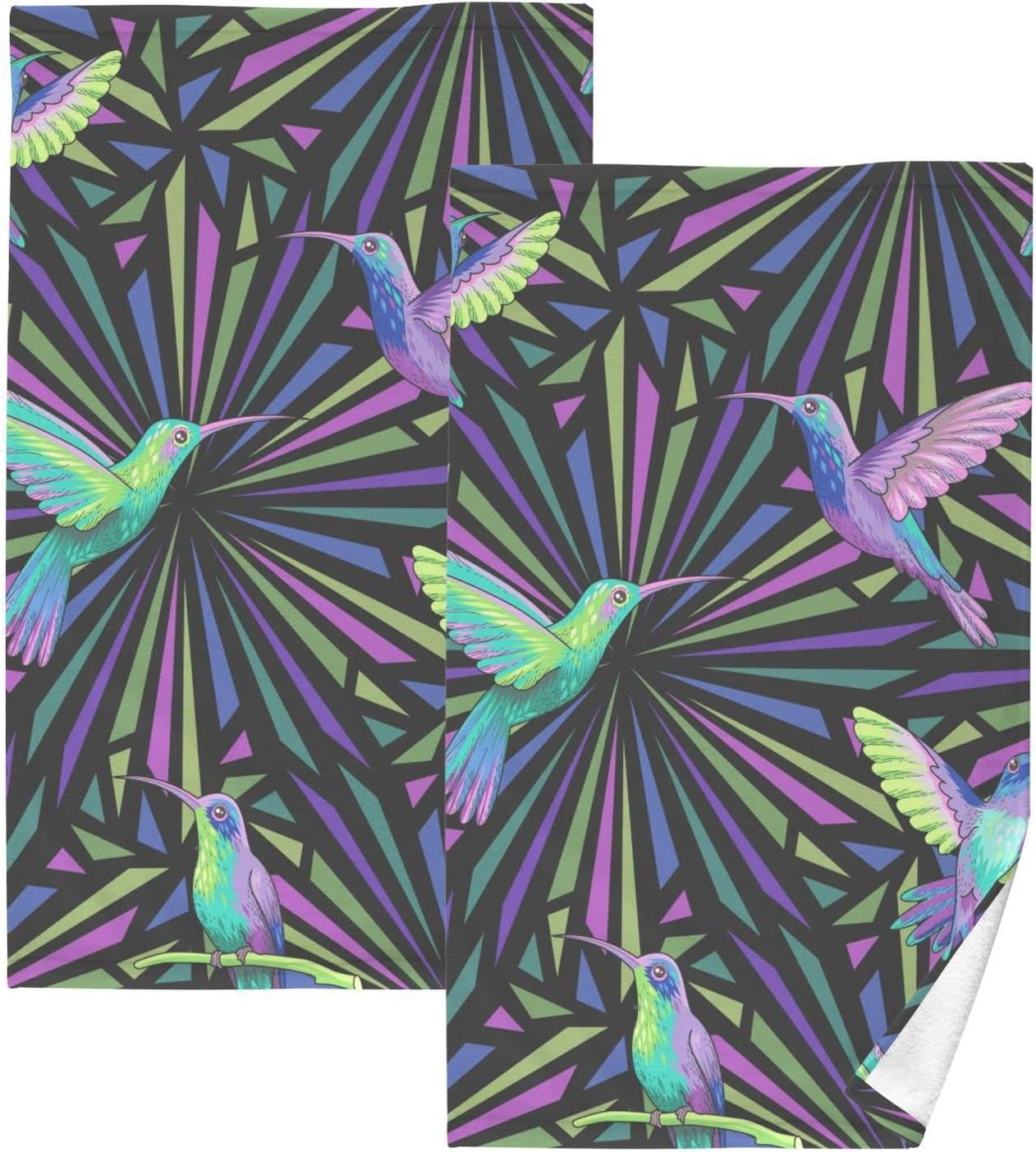 Coolnut Colorful Hummingbird Patterned Hand Towels 2 PCS, Cotton Bath ...