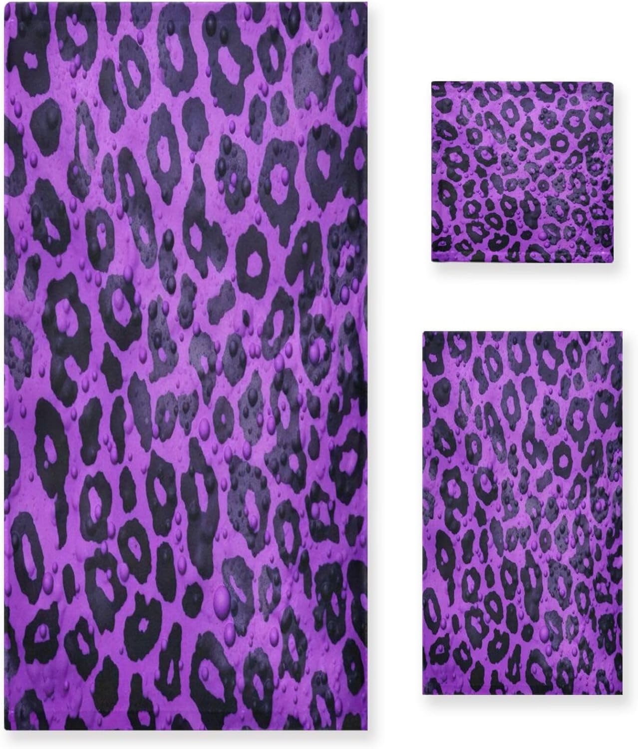 Coolnut Colorful Leopard Towels 3 Pack Bath Towels for Bathroom Set ...