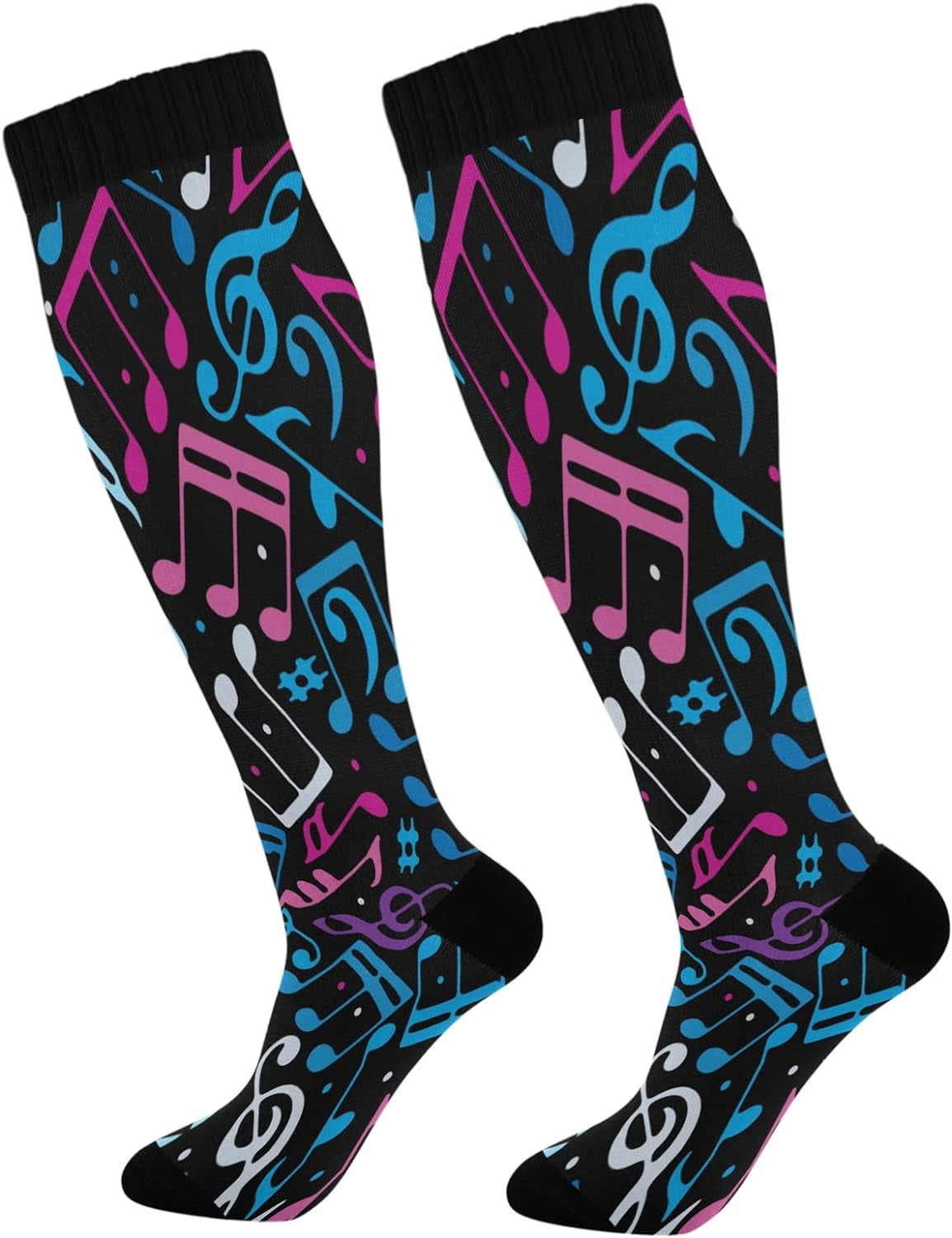 Coolnut Colorful Music Note Compression Socks Women Men Knee High ...